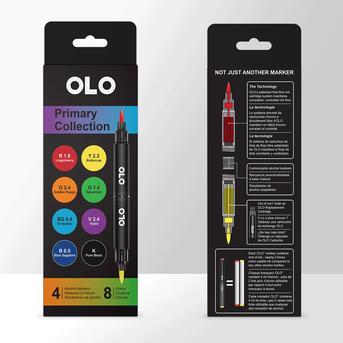 OLO Alcohol Markers Primary Collection - 4 Markers/8 Colors – Craftique